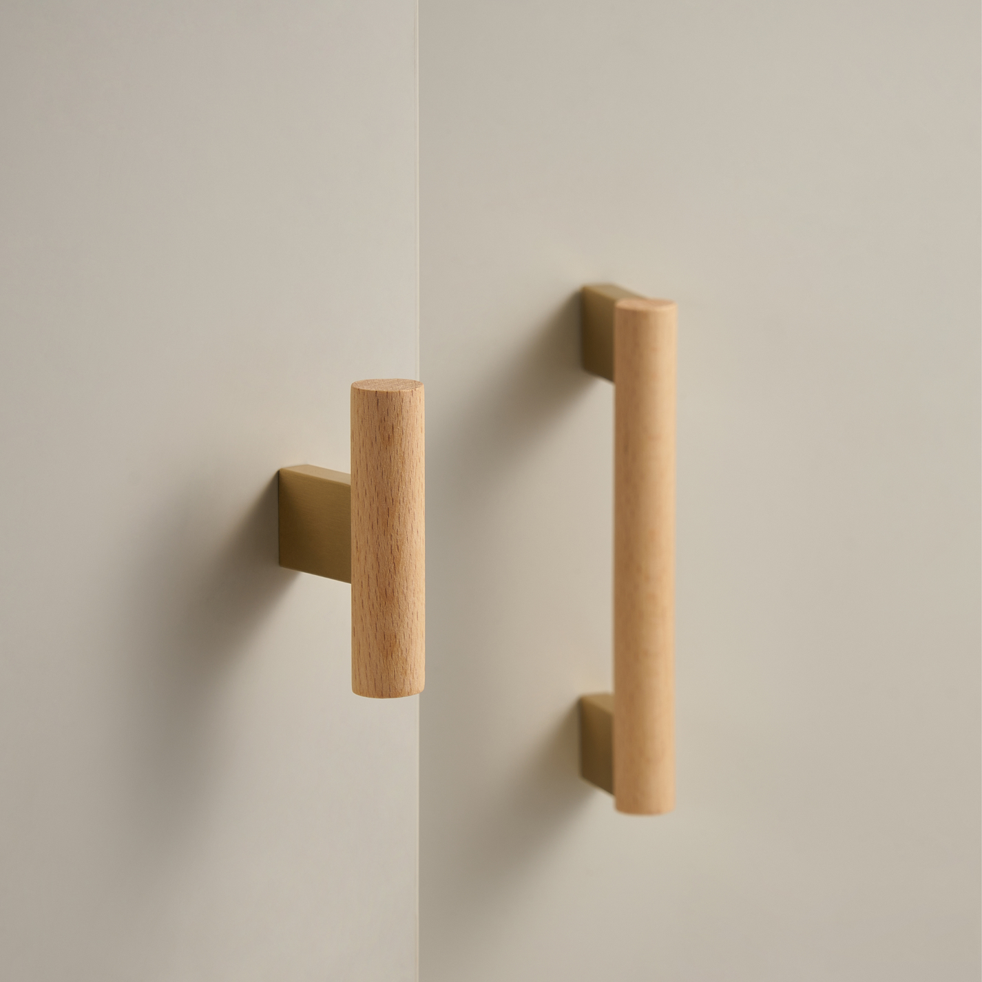MIRAGE / Beech Wood & Solid Brass Handles - 180mm (160mm Hole-to-hole ...