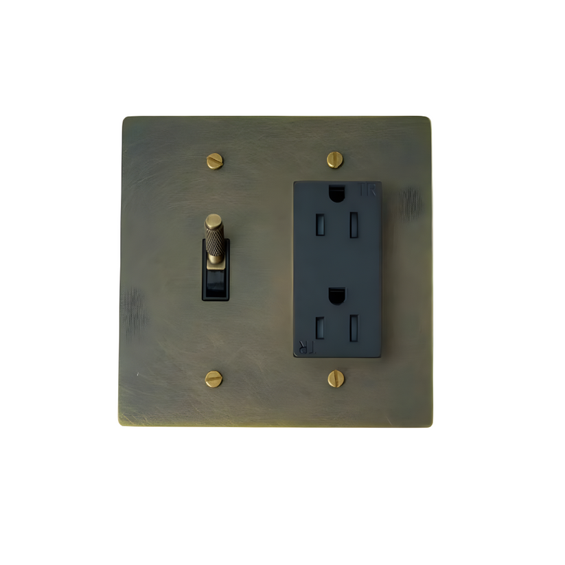 KLAS / Brass Mixed Dimmer Switch Outlet (2-Gang) - Handle Shop Couture