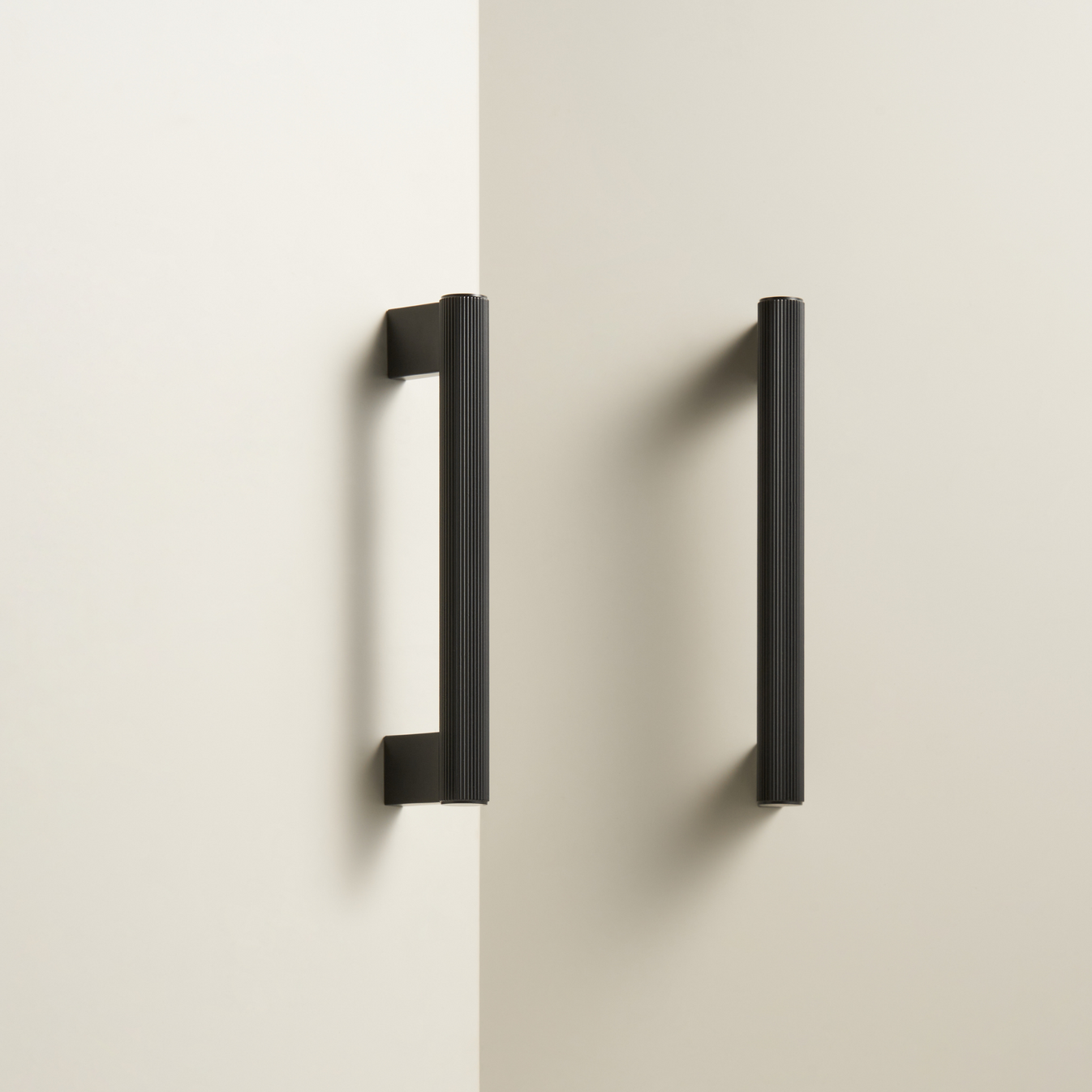 SOLID BRASS HANDLES / LINEAR KNURL - Matte Black / 150mm/4.9" (128mm/5. ...