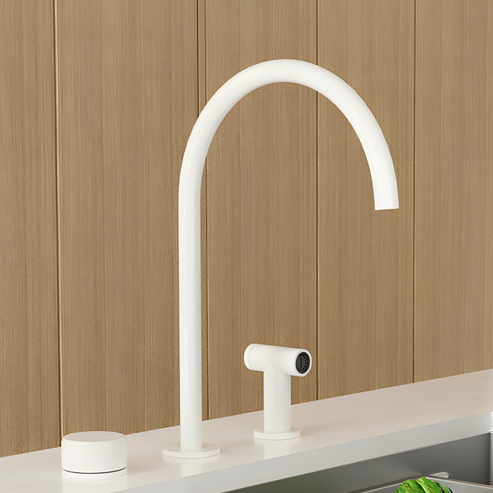 SENSIAL / Knurled Brass Kitchen Tap Faucet & Sprayer - Handle Shop Couture