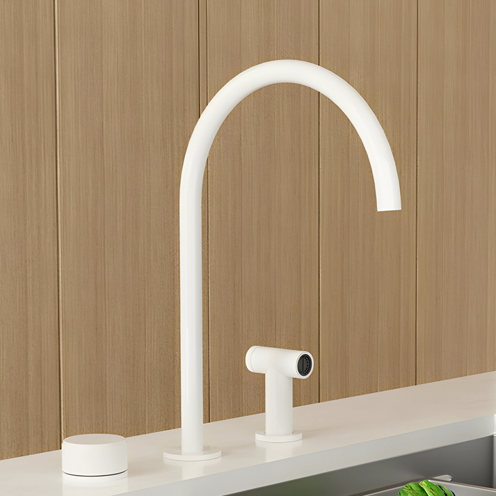 SENSIAL / Knurled Brass Kitchen Tap Faucet & Sprayer - Handle Shop Couture