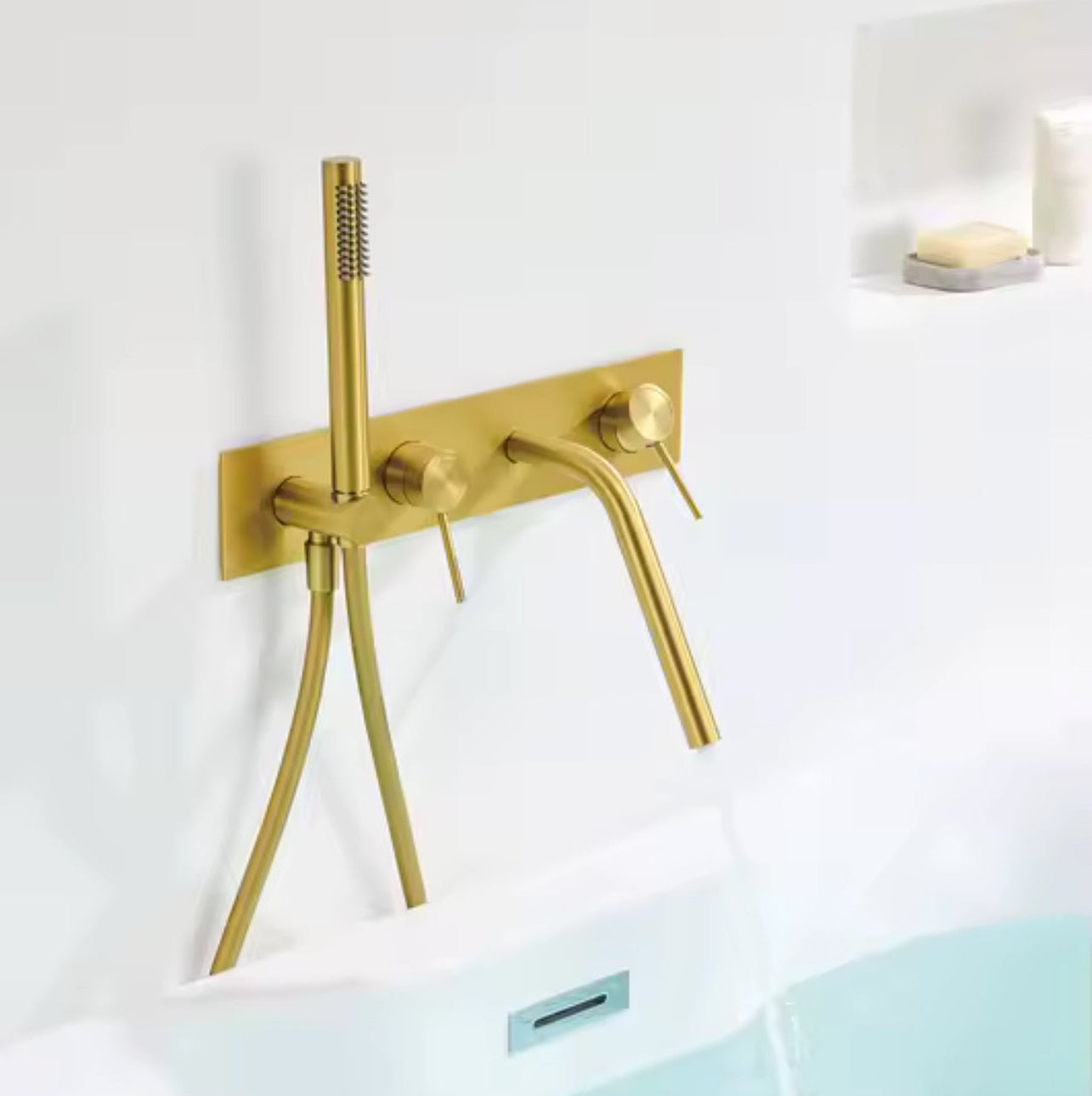 ARADA Wall-Mounted Brass Bathtub System - Handle Shop Couture