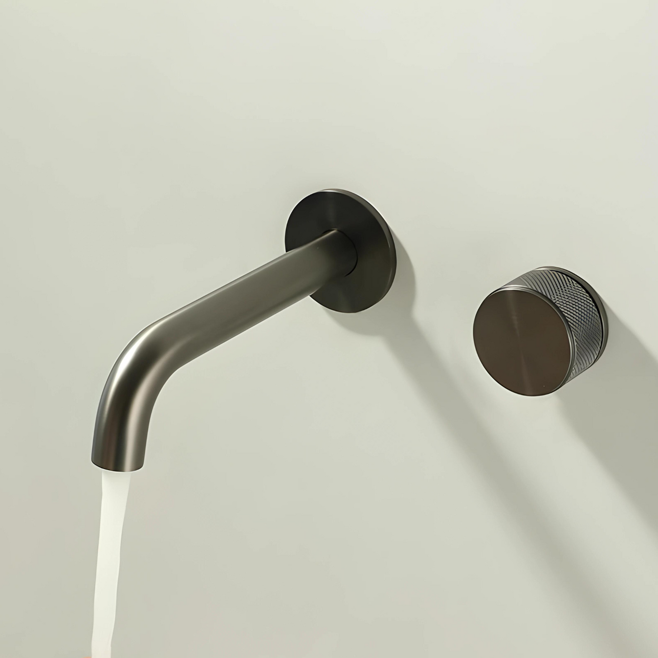 SENSIAL / Wall-Mounted Knurled Brass Bathroom Faucet - Handle Shop Couture
