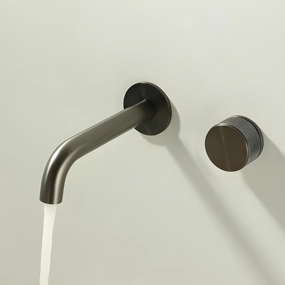 SENSIAL / Wall-Mounted Knurled Brass Bathroom Faucet - Handle Shop Couture