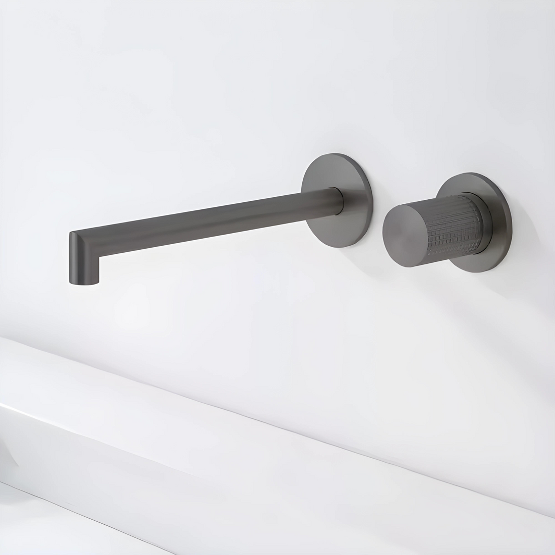 SENS / Wall-Mounted Knurled Brass Mixer Tap Faucet - Handle Shop Couture