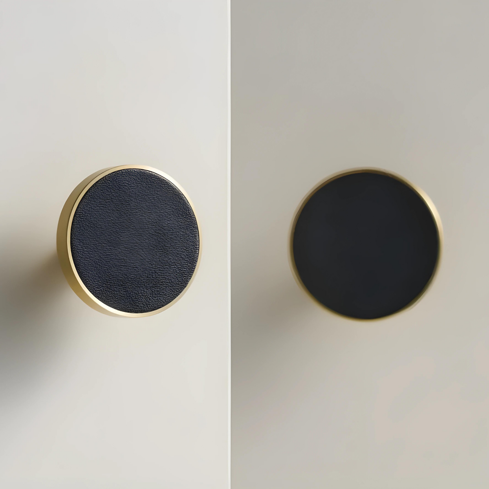 MILA / Solid Brass & Leather Knobs - Handle Shop Couture