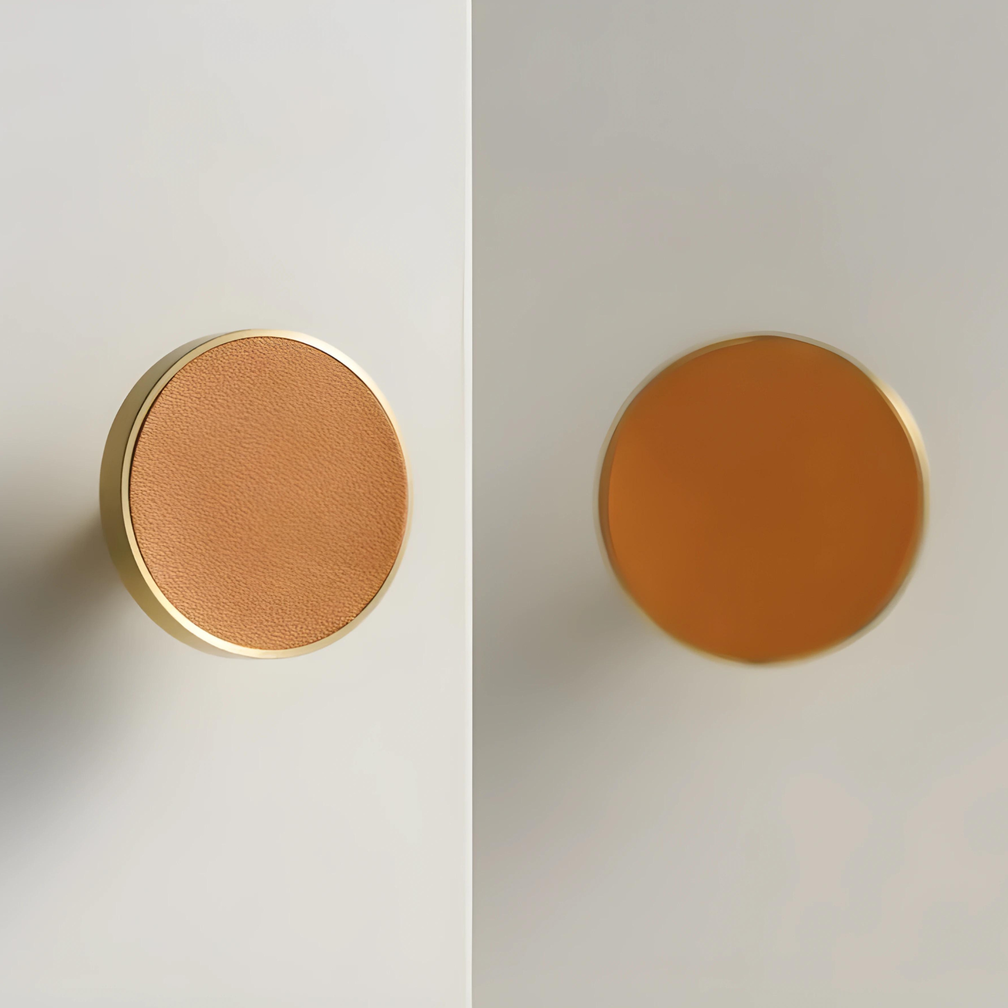 MILA / Solid Brass & Leather Knobs - Handle Shop Couture