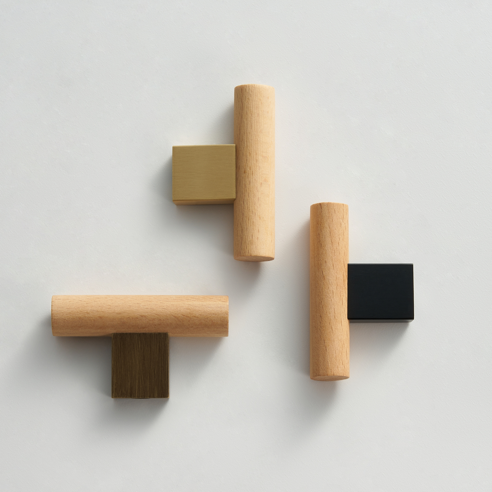 MIRAGE / Beech Wood & Solid Brass Handles - 180mm (160mm Hole-to-hole ...