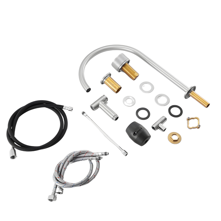 SENSIAL / Knurled Brass Kitchen Tap Faucet & Sprayer - Handle Shop Couture