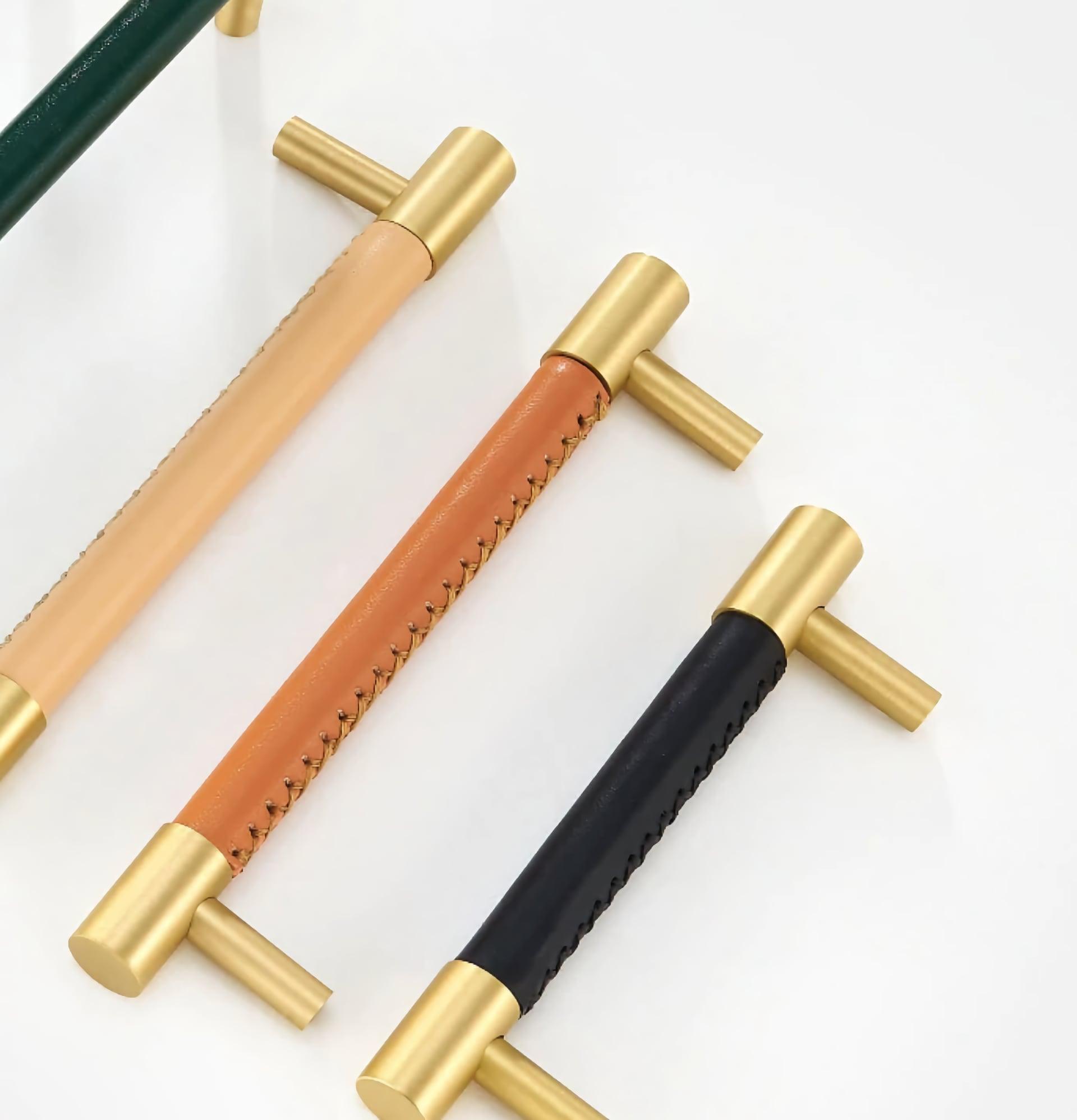 AMINTA / Solid Brass & Leather Handles - Handle Shop Couture