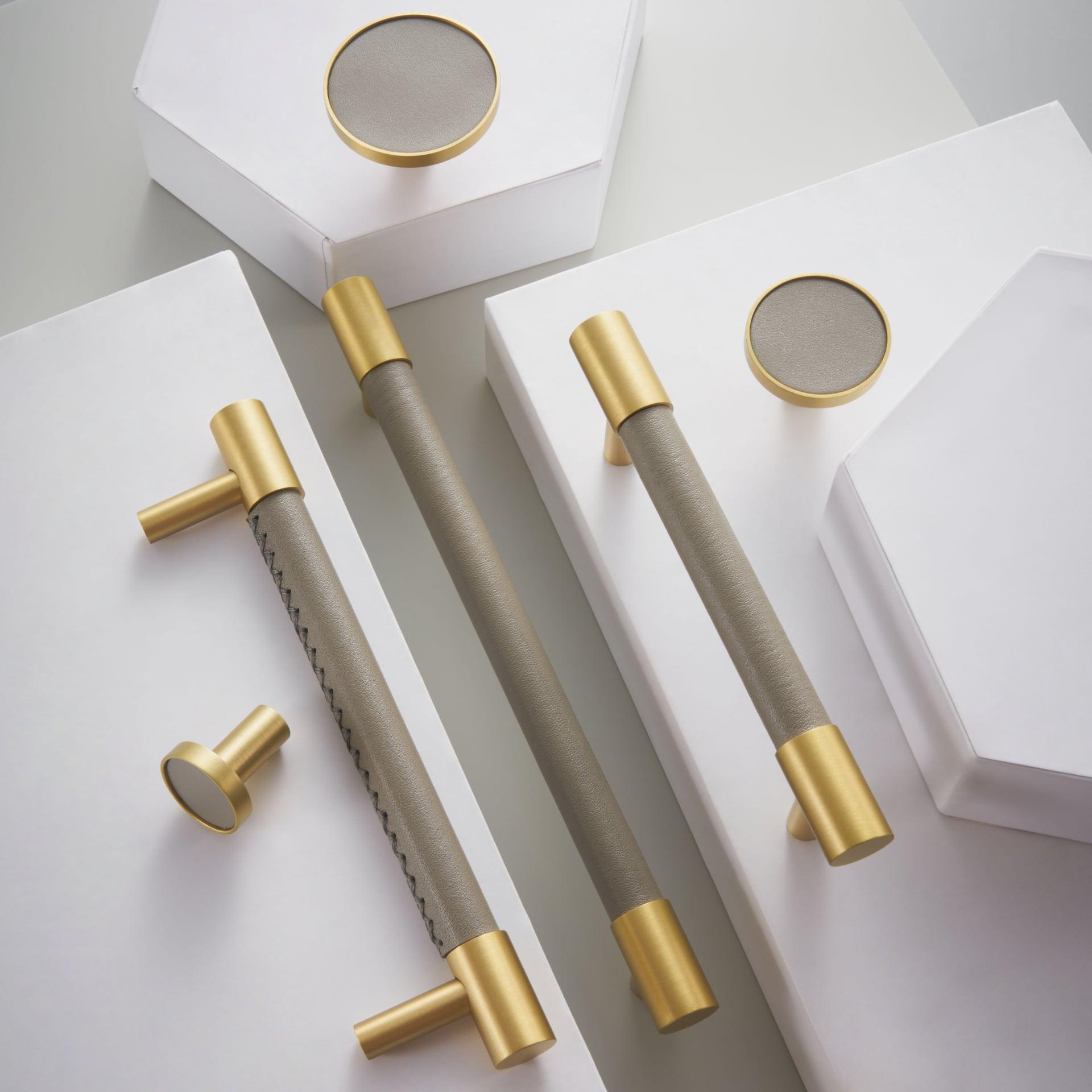 AMINTA / Solid Brass & Leather Handles - Handle Shop Couture