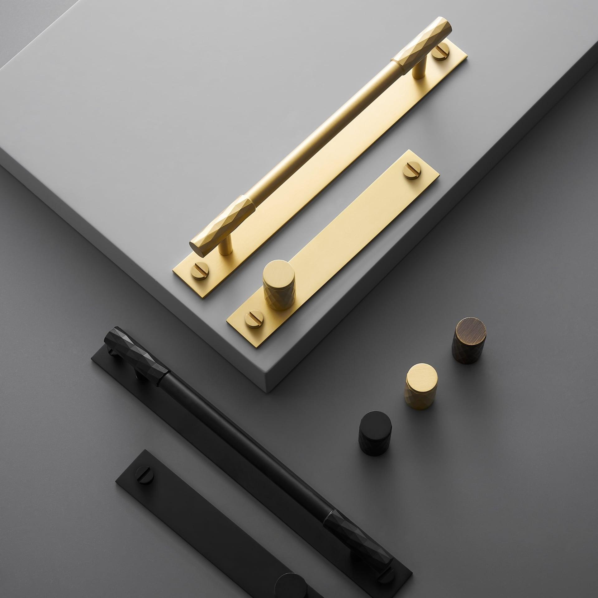 DIAMANTE / Solid Brass Handles with Backplate - Handle Shop Couture