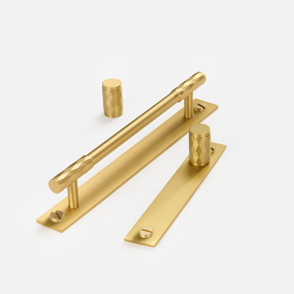 DIAMANTE / Solid Brass Handles with Backplate - 150mm (128mm Hole-to ...