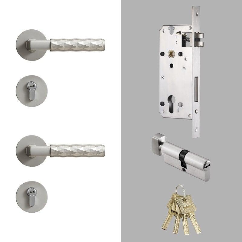 DIAMANTE / Solid Brass Lever Door Handles & Lock Set - Handle Shop Couture