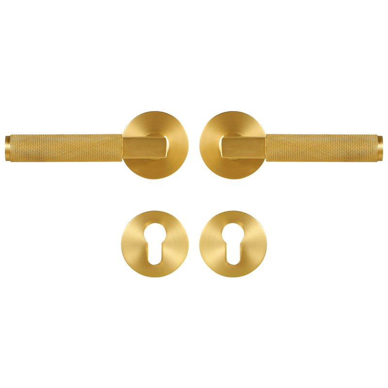 FRANCO / Knurled Brass Lever Handle & Lock Set - Handle Shop Couture