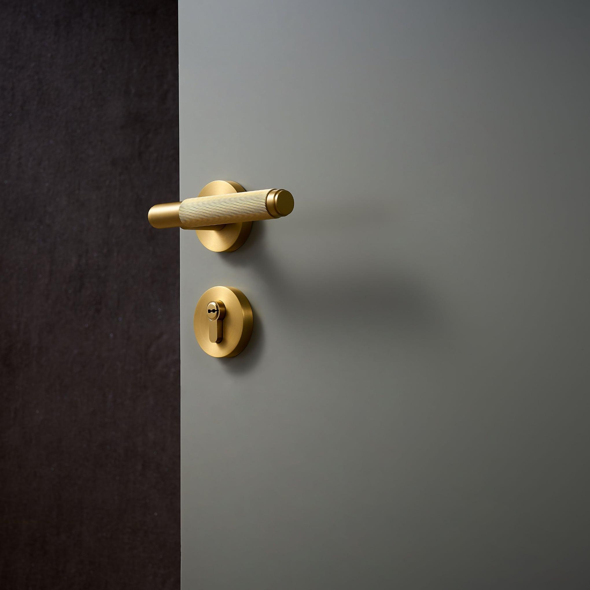 Linear Knurled Brass Door Handles | Handle Shop Couture - Handle Shop ...