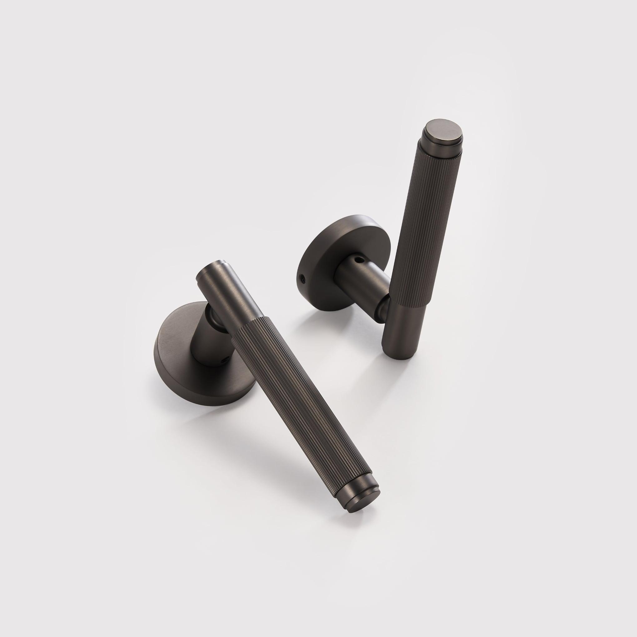 Linear Knurled Brass Door Handles | Handle Shop Couture - Handle Shop ...