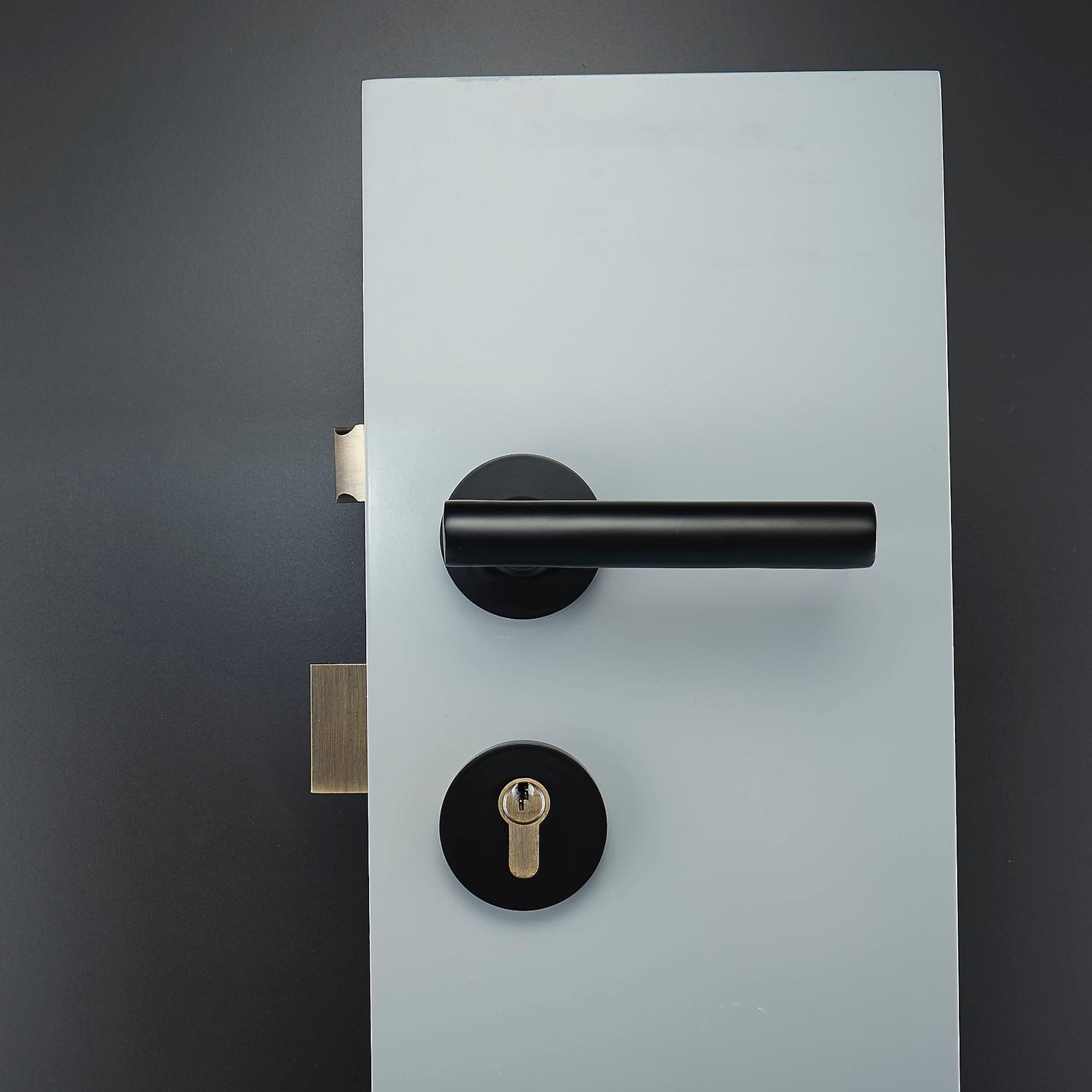 TONNI / Solid Brass Door Handles - Satin Brass / Entry Set (Keys ...